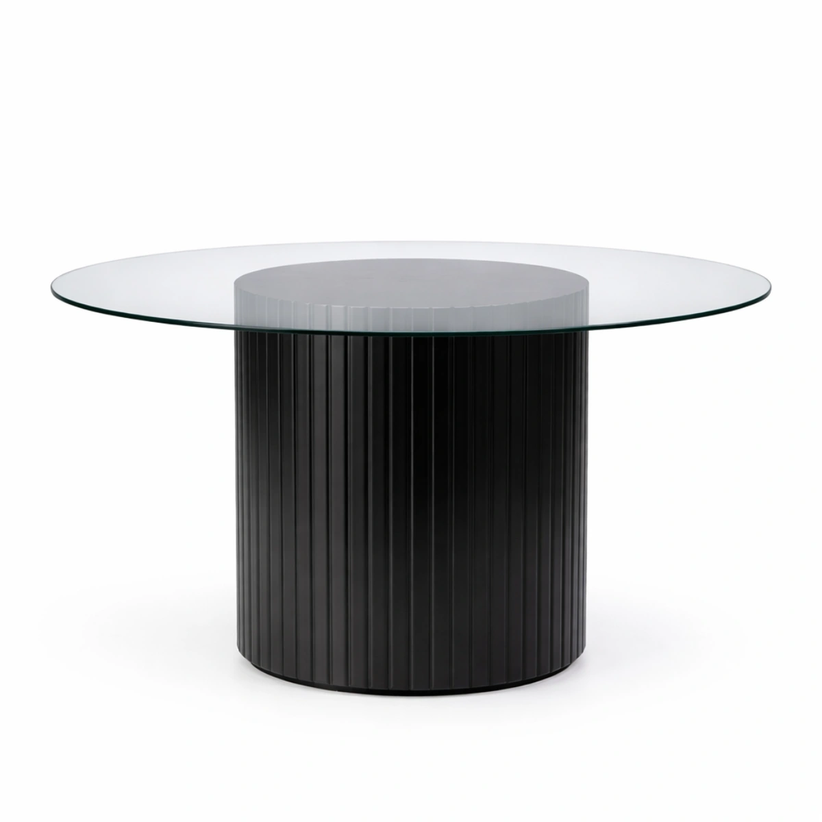Cora Black Base-120cm Round Glass Top Dining Table Rentals - Event Souk